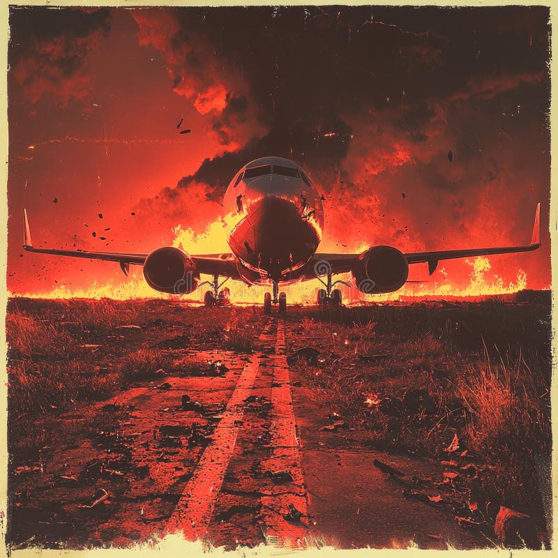 Dramatic Airplane Explosion Scene Fiery Destruction Sky Stock Photos ...