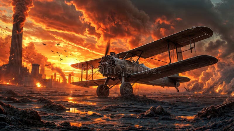 Airplane in the Fire. Conceptual Image Stock Illustration ...