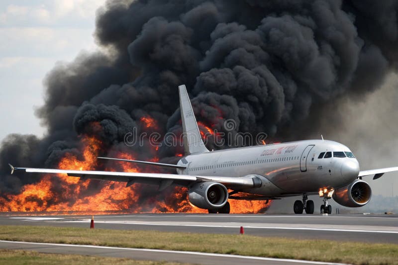Airplane on fire stock illustration. Illustration of crisis - 370347790
