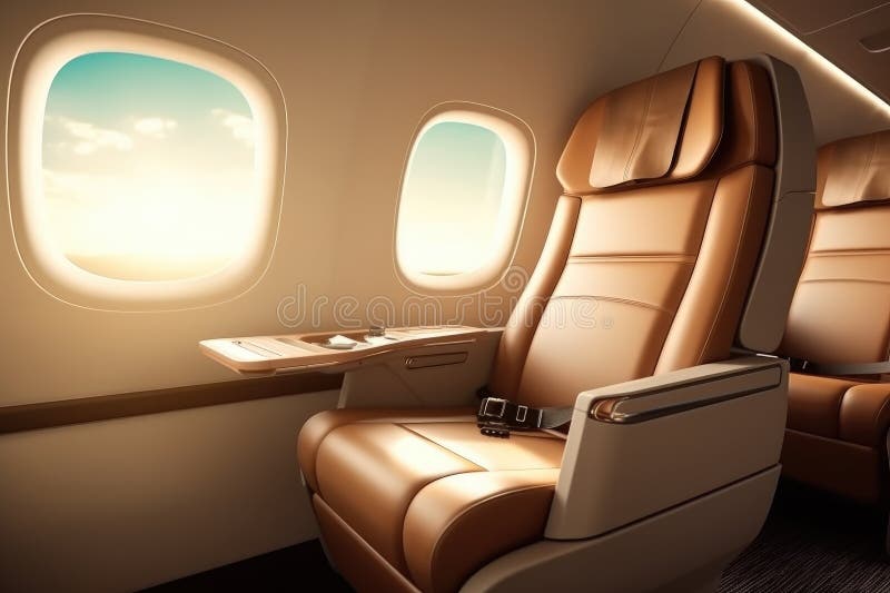 Airplane First Class Interior View, AI Generated Stock Illustration ...