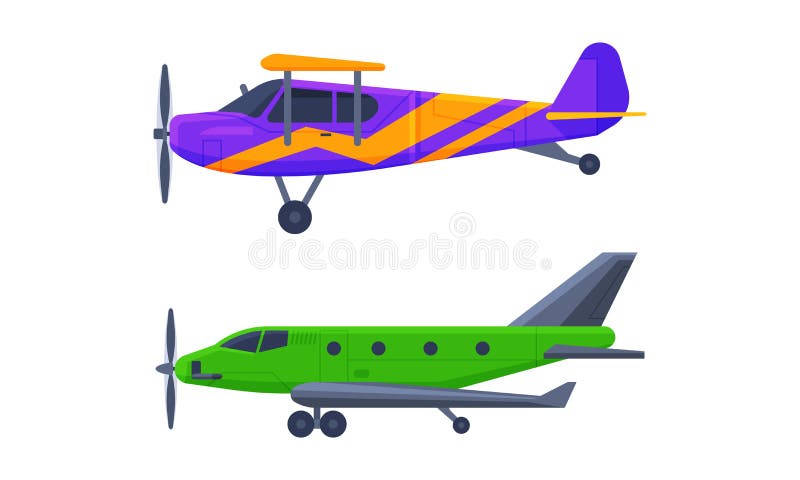 Airplane or Fixed-wing Aircraft Propelled by Thrust Side View Vector ...