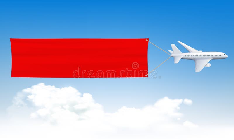 Airplane Flies with Advertising Banner. Template for Text Stock Vector ...