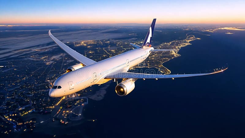 Airplane Flies Over an Illuminated Global Map at Night Stock Video ...