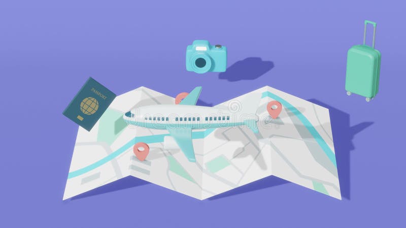 Airplane Flies Over Map. Abstract Loop Animation Stock Video - Video of ...