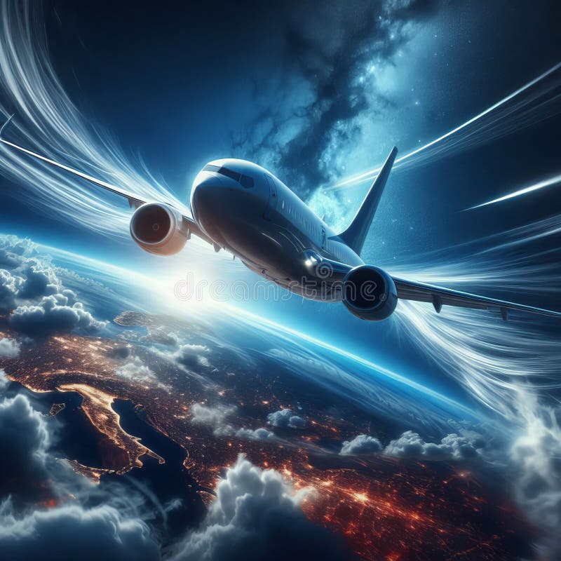 Airplane Flight an Airplane Taking Flight with the Wind Rushing Stock ...