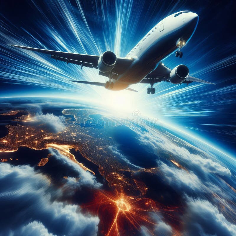 Airplane Flight an Airplane Taking Flight with the Wind Rushing Stock ...