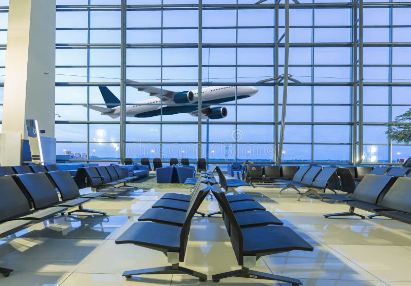 Airplane Flight from the Airport. View from the Window Stock Image ...