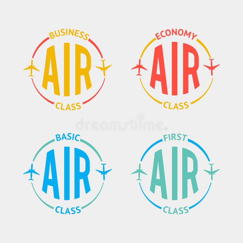 Airplane Flight Badges in Flat Style. Stock Vector - Illustration of ...