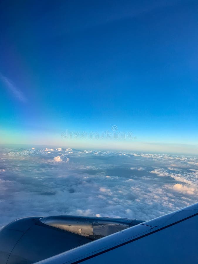 Airplane Flight in the Morning Stock Photo - Image of morning ...