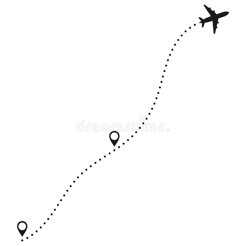 Airplane Flight Line Route Vector with Start Point Illustration Stock ...