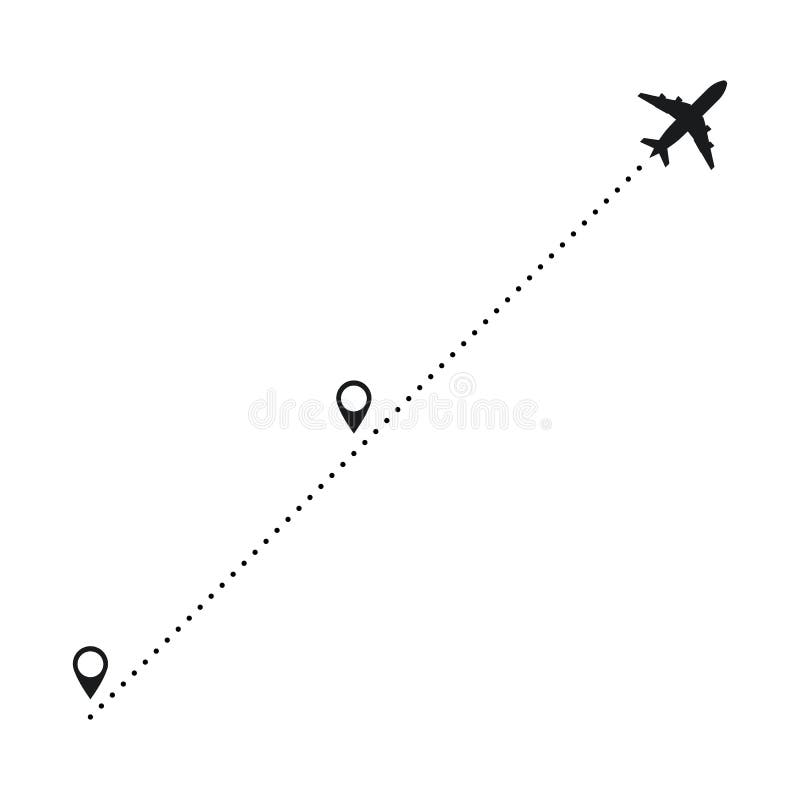 Airplane Flight Line Route Vector with Start Point Illustration Stock ...