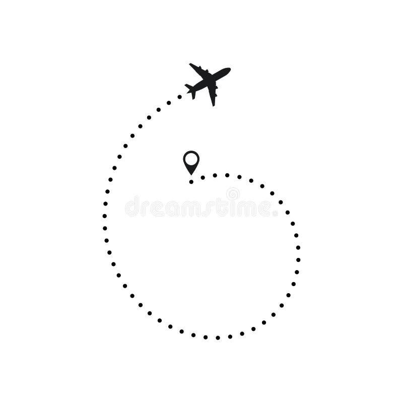 Airplane Flight Line Route Vector with Start Point Illustration Stock ...