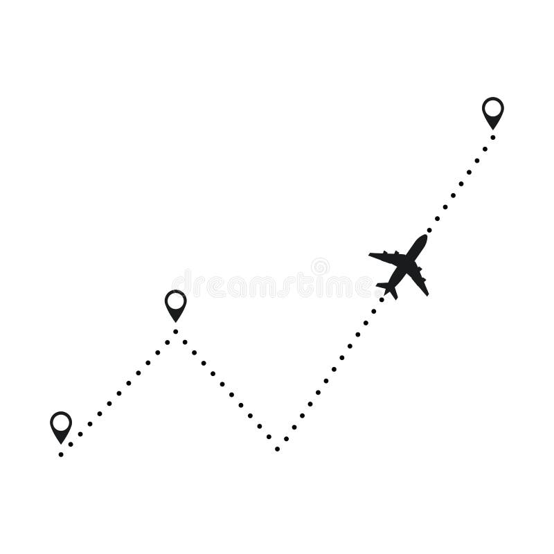 Airplane Flight Line Route Vector with Start Point Illustration Stock ...