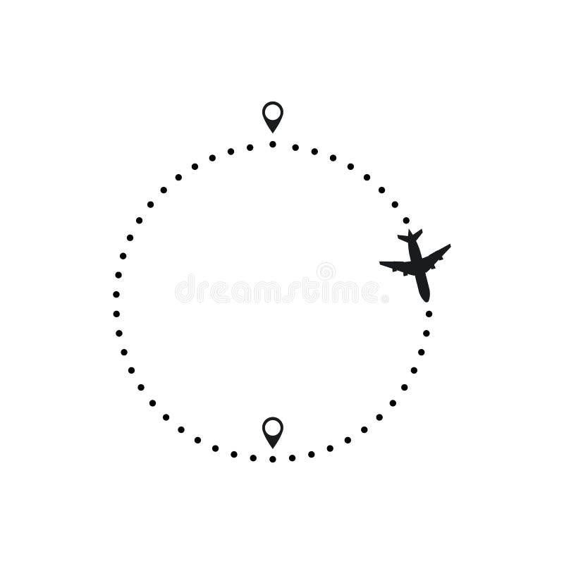 Airplane Flight Line Route Vector with Start Point Illustration Stock ...