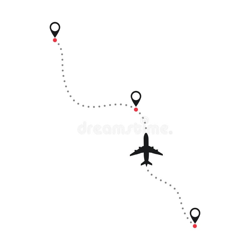 Airplane Flight Line Route Vector with Start Point Illustration Stock ...