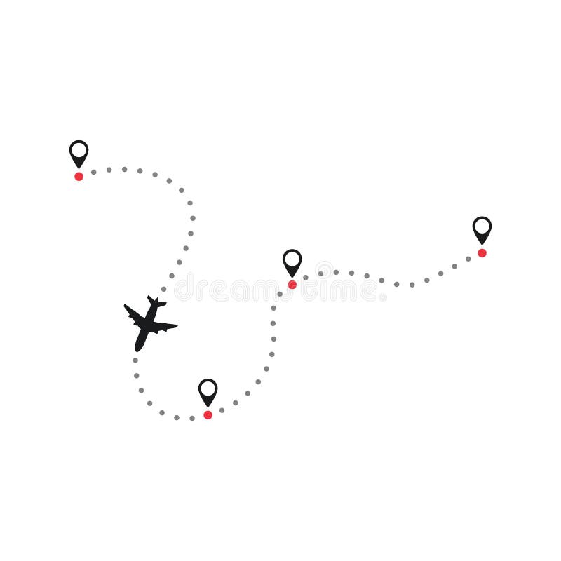 Airplane Flight Line Route Vector with Start Point Illustration Stock ...