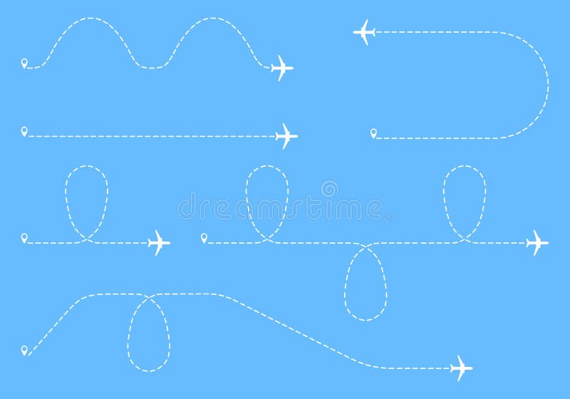 Airplane Flight Lines. Airplane Route. Airlines. Vector, Cartoon ...