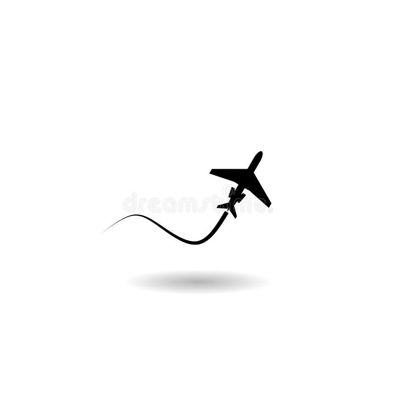Airplane Flight Logo Icon with Shadow Stock Vector - Illustration of ...