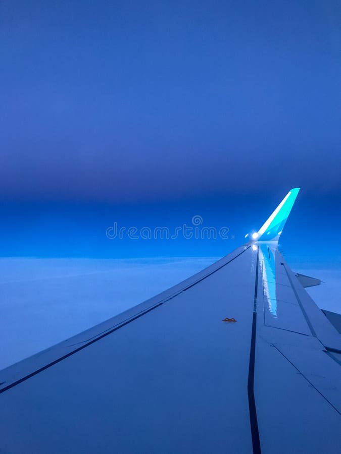 Airplane Flight in the Morning Stock Photo - Image of morning, color ...