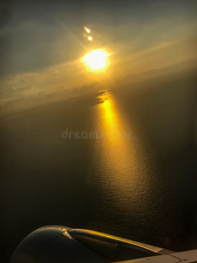 Airplane Flight in the Morning Stock Image - Image of arial, beauty ...