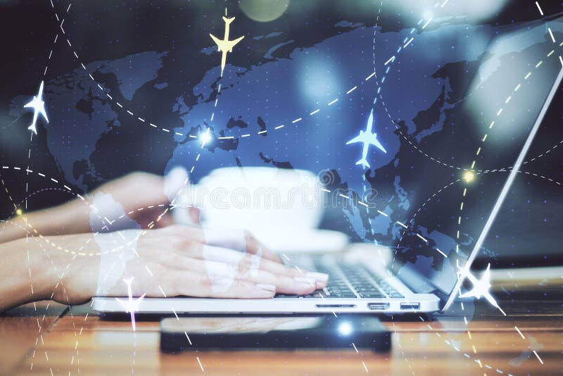 Airplane flight plan stock image. Image of online, international ...