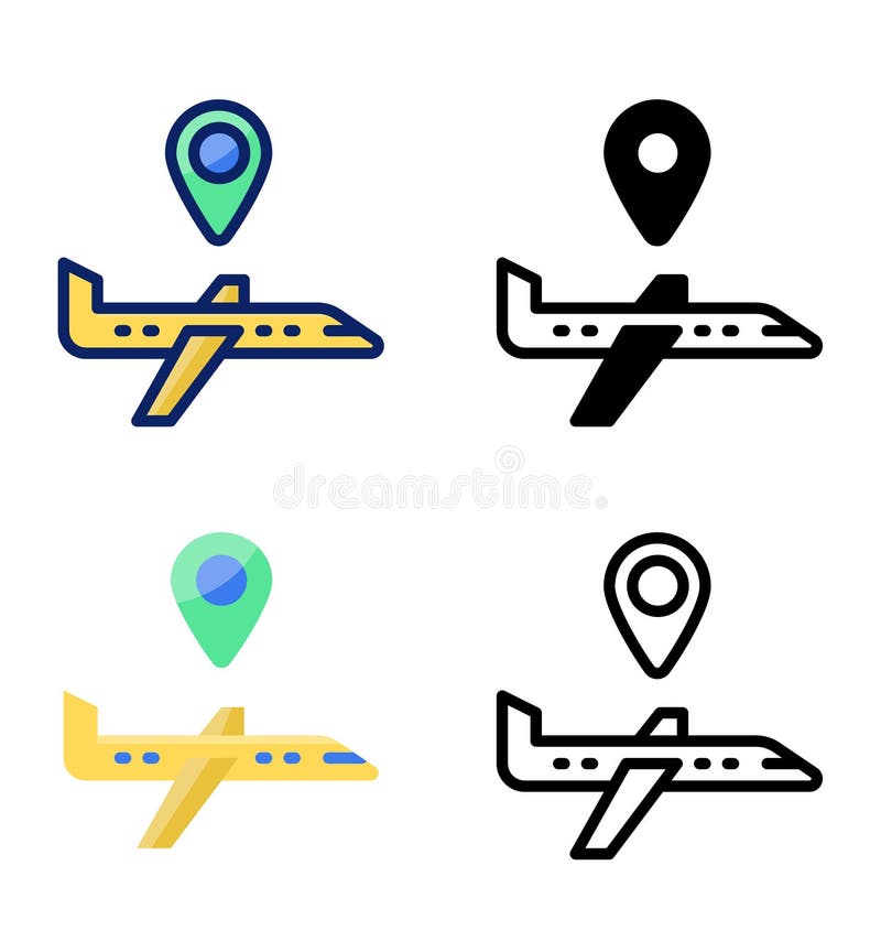 Airplane Flight. Pointer and Location Icons. Vector Stock Vector ...