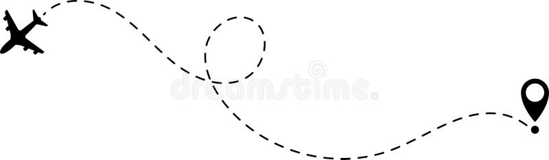 Airplane Flight Route with Start and End Point and Dash Line Trace ...