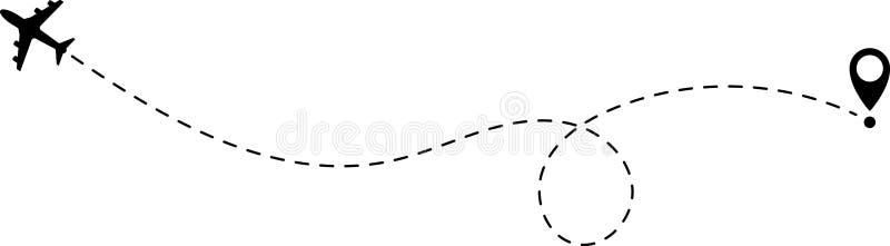 Airplane Flight Route with Start and End Point and Dash Line Trace ...