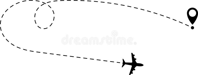 Airplane Flight Route with Start and End Point and Dash Line Trace ...