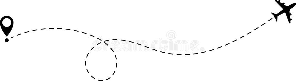 Airplane Flight Route with Start and End Point and Dash Line Trace ...