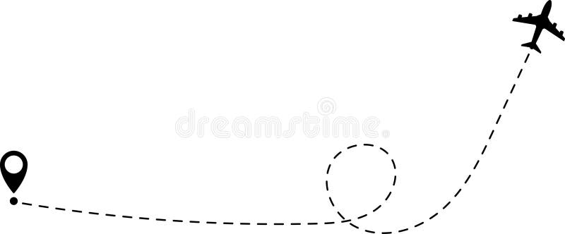 Airplane Flight Route with Start and End Point and Dash Line Trace ...