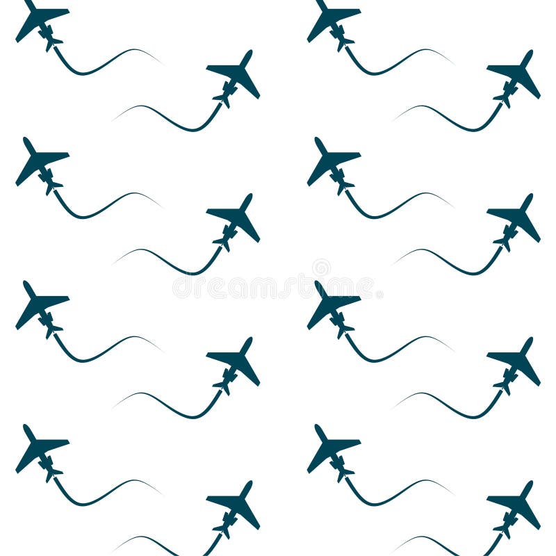 Airplane Flight Seamless Pattern Isolated on White Stock Vector ...
