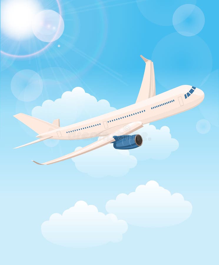 Airplane Flight Tickets Air Fly Cloud Sky. Background with Airplane ...