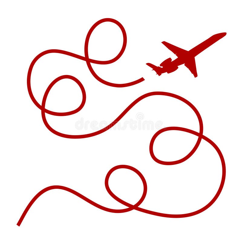 Airplane and Flight Trail in the Sky on White Stock Vector ...
