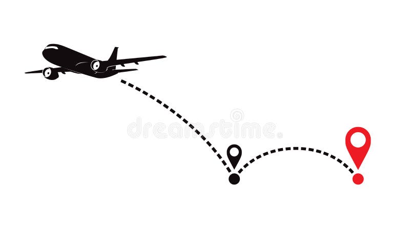 Airplane Fligth Route or Air Plane Destination Line Path. Stock Vector ...