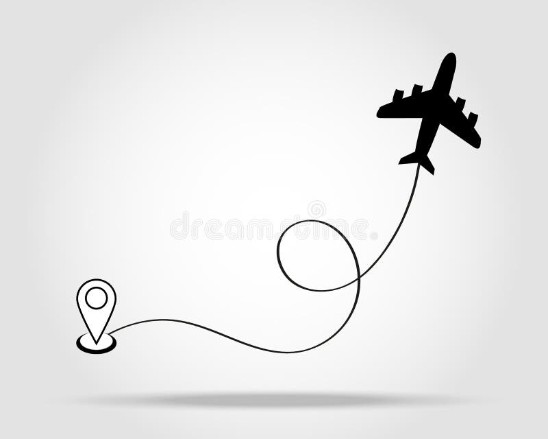 Airplane Fligth Route or Air Plane Destination Line Path Vector Icon ...