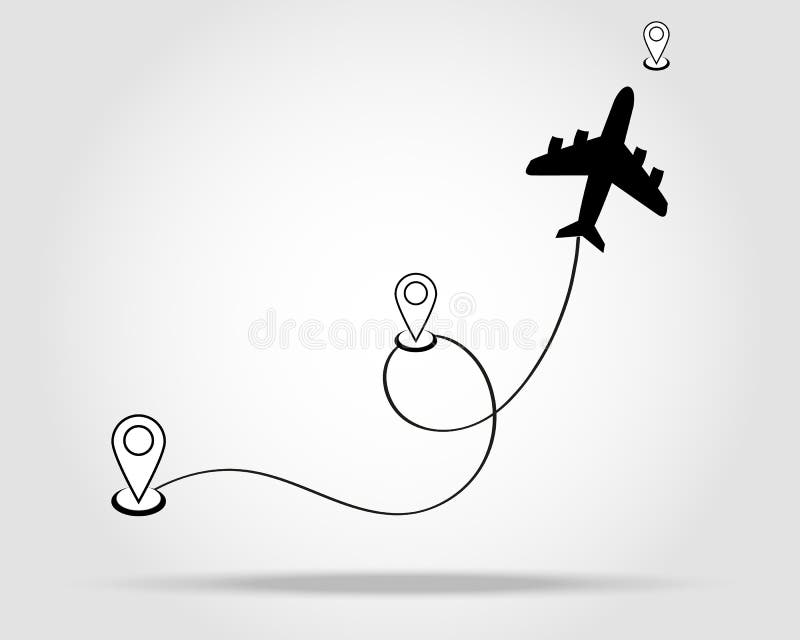 Airplane Fligth Route or Air Plane Destination Line Path Vector Icon ...