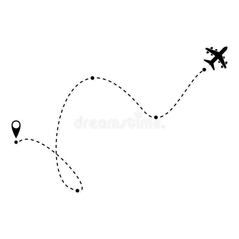 Airplane Fligth Route or Air Plane Destination Line Path Vector Icon ...