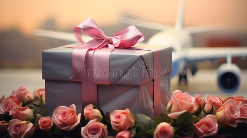 Airplane Flowers Gift Box Gift Valentine& X27;s Day. Generative AI ...