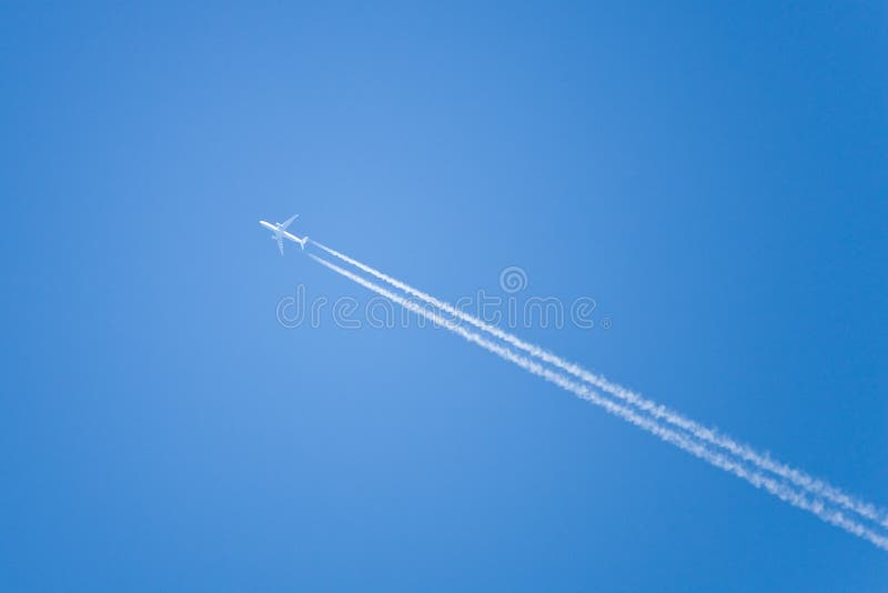 Airplane fly at blue sky stock photo. Image of soar, blue - 11233204