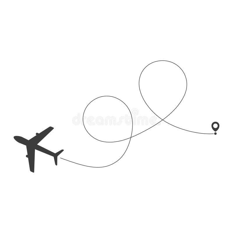 Airplane fly in line route stock illustration. Illustration of line ...