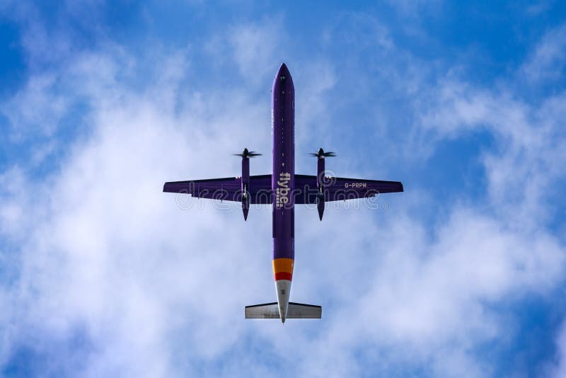 Airplane Flybe is Taking Off at the Airport, Exeter, UK, September ...