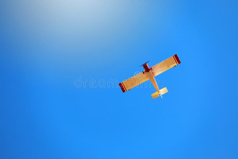 Airplane flyer in the sky stock photo. Image of propeller - 270394528