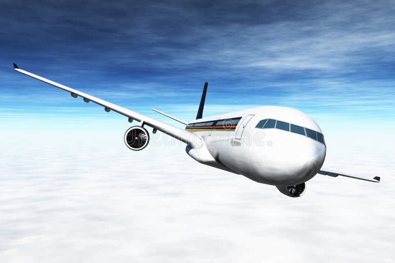 Airplane Flying 3D render stock image. Image of render - 23459869
