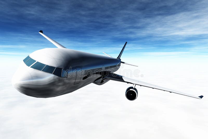 Airplane Flying 3D render stock image. Image of render - 23459869