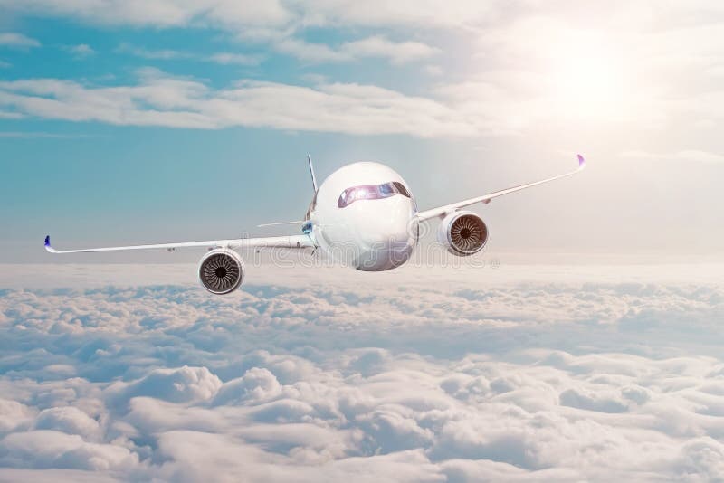 Airplane is Flying Above the Day Clouds, Travel Trip Vacation Stock ...