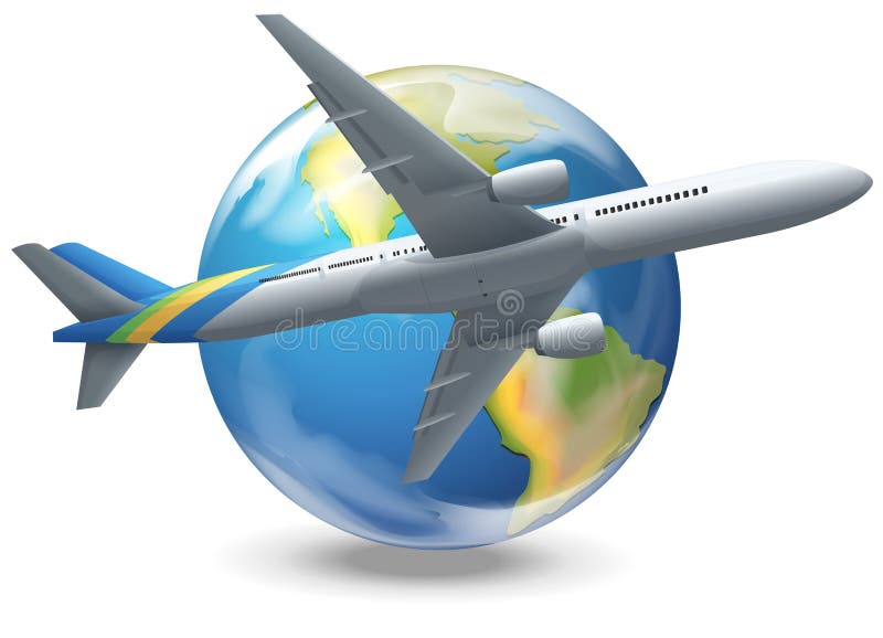 Airplane Flying Around the World Stock Vector - Illustration of ...