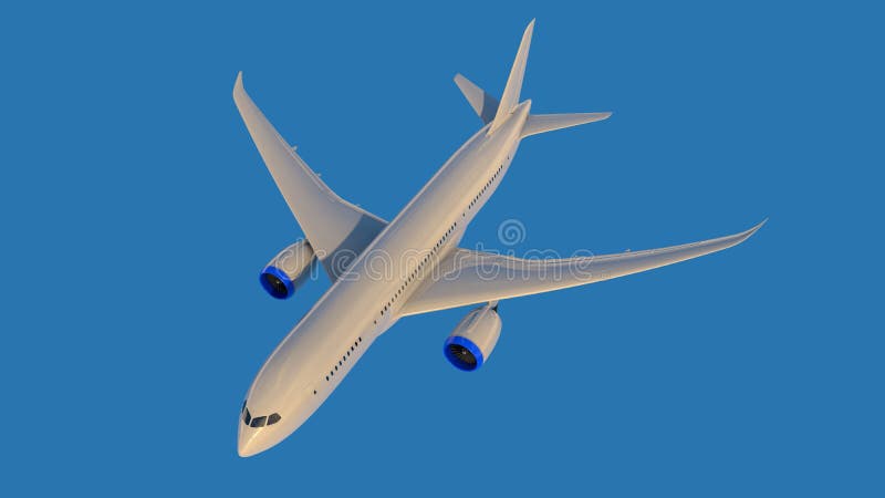 Airplane flying. 3D render stock illustration. Illustration of sunlight ...