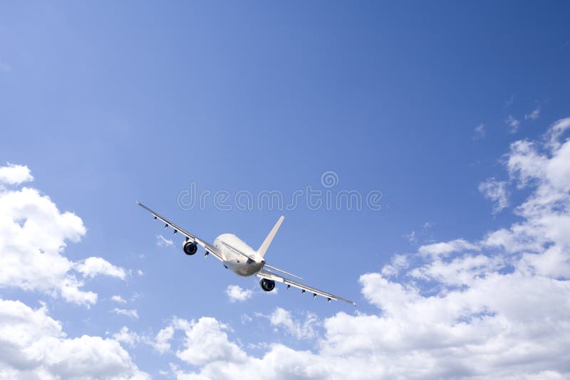 Airplane Flying in the Blue Sky Stock Image - Image of aviation ...