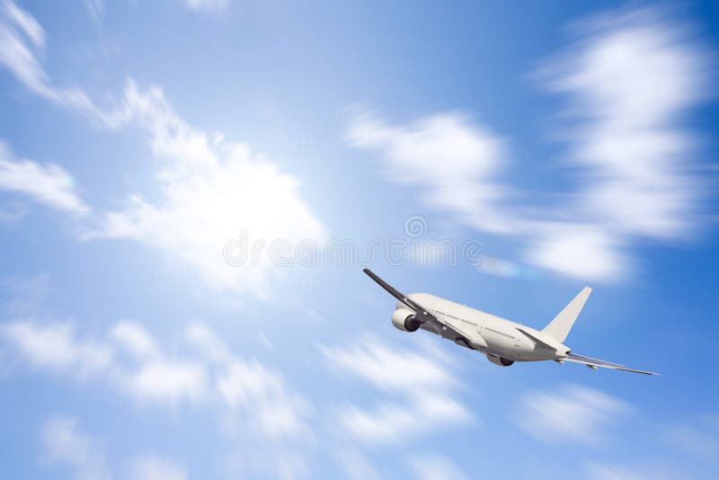 Airplane Flying Blue Sky stock image. Image of departure - 9158715